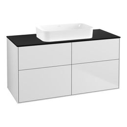 Villeroy & Boch Villeroy und Boch Finion Waschtischunterschrank G67200MT 120x60,3x50,1cm, Glass Black Matt, White matt lacquer