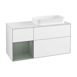Villeroy & Boch Villeroy und Boch Finion Waschtischunterschrank G681GMGF 120x60,3x50,1cm, Regal links Olive Matt Lacquer, Glossy white lacquer