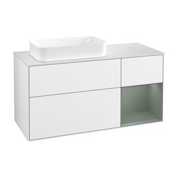 Villeroy & Boch Villeroy und Boch Finion Waschtischunterschrank F691GMGF 120x60,3x50,1cm, Regal rechts Olive Matt Lacquer, Glossy white lacquer