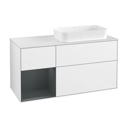 Villeroy & Boch Villeroy und Boch Finion Waschtischunterschrank F681HGGF 120x60,3x50,1cm, Regal links Midnight Blue Matt Lacquer, Glossy white lacquer