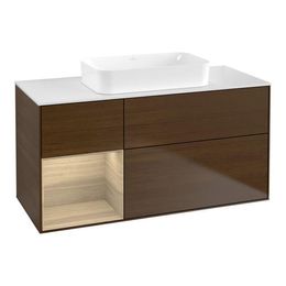 Villeroy & Boch Villeroy und Boch Finion Waschtischunterschrank F701PCGN 120x60,3x50,1cm, Regal links Oak Veneer, Walnut veneer