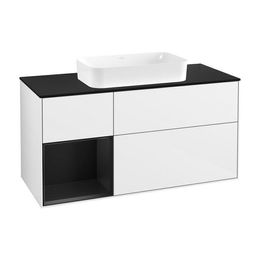 Villeroy & Boch Villeroy und Boch Finion Waschtischunterschrank G702PDGF 120x60,3x50,1cm, Regal rechts Black matt lacquer, Glossy white lacquer