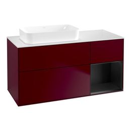 Villeroy & Boch Villeroy und Boch Finion Waschtischunterschrank F691PDHB 120x60,3x50,1cm, Regal rechts Black matt lacquer, Peony Matt
