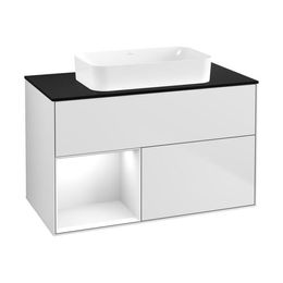 Villeroy & Boch Villeroy und Boch Finion Waschtischunterschrank G652GFMT 100x60,3x50,1cm, Regal links Glossy white lacquer, White matt lacquer
