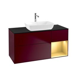 Villeroy & Boch Villeroy und Boch Finion Waschtischunterschrank G832HFHB 120cm, Abdeckplatte black matt, Emotion, Regale Gold matt lacquer, Peony Matt