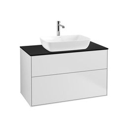 Villeroy & Boch Villeroy und Boch Finion Waschtischunterschrank F76200MT 100x60,3cm, Abdeckplatte black matt, White matt lacquer