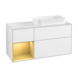 Villeroy & Boch Villeroy und Boch Finion Waschtischunterschrank F681HFGF 120x60,3x50,1cm, Regal links Gold matt, Glossy white lacquer