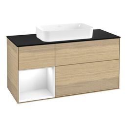Villeroy & Boch Villeroy und Boch Finion Waschtischunterschrank F702GFPC 120x60,3x50,1cm, Regal links Glossy white lacquer, Oak Veneer