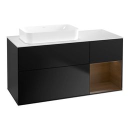 Villeroy & Boch Villeroy und Boch Finion Waschtischunterschrank G691GNPD 120x60,3x50,1cm, Regal rechts Walnut veneer, Black matt lacquer