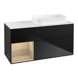 Villeroy & Boch Villeroy und Boch Finion Waschtischunterschrank G681PCPD 120x60,3x50,1cm, Regal links Oak Veneer, Black matt lacquer