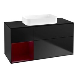 Villeroy & Boch Villeroy und Boch Finion Waschtischunterschrank G702HBPD 120x60,3x50,1cm, Regal rechts Peony, Black matt lacquer