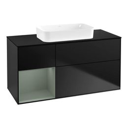 Villeroy & Boch Villeroy und Boch Finion Waschtischunterschrank F702GMPD 120x60,3x50,1cm, Regal links Olive Matt Lacquer, Black matt lacquer
