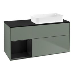 Villeroy & Boch Villeroy und Boch Finion Waschtischunterschrank F682PDGM 120x60,3x50,1cm, Regal links Black matt lacquer, Olive Matt Lacquer