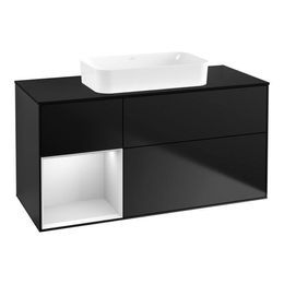 Villeroy & Boch Villeroy und Boch Finion Waschtischunterschrank G702MTPD 120x60,3x50,1cm, Regal rechts White matt lacquer, Black matt lacquer