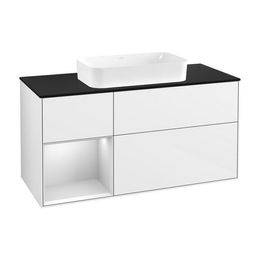 Villeroy & Boch Villeroy und Boch Finion Waschtischunterschrank G702MTGF 120x60,3x50,1cm, Regal rechts White matt lacquer, Glossy white lacquer