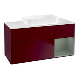 Villeroy & Boch Villeroy und Boch Finion Waschtischunterschrank G711GMHB 120x60,3x50,1cm, Regal rechts Olive Matt Lacquer, Peony Matt