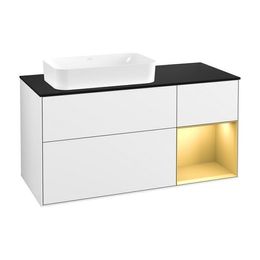 Villeroy & Boch Villeroy und Boch Finion Waschtischunterschrank G692HFGF 120x60,3x50,1cm, Regal rechts Gold matt, Glossy white lacquer