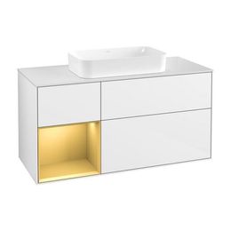 Villeroy & Boch Villeroy und Boch Finion Waschtischunterschrank G701HFGF 120x60,3x50,1cm, Regal rechts Gold matt, Glossy white lacquer