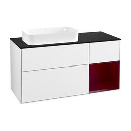 Villeroy & Boch Villeroy und Boch Finion Waschtischunterschrank F692HBGF 120x60,3x50,1cm, Regal rechts Peony, Glossy white lacquer