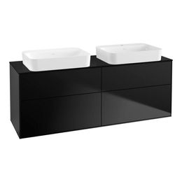 Villeroy & Boch Villeroy und Boch Finion Waschtischunterschrank G72200PD 160x60,3x50,1cm, Glass Black Matt, Black matt lacquer