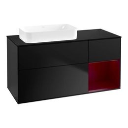 Villeroy & Boch Villeroy und Boch Finion Waschtischunterschrank G692HBPD 120x60,3x50,1cm, Regal rechts Peony, Black matt lacquer