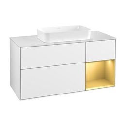 Villeroy & Boch Villeroy und Boch Finion Waschtischunterschrank G711HFGF 120x60,3x50,1cm, Regal rechts Gold matt, Glossy white lacquer