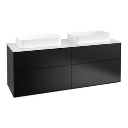 Villeroy & Boch Villeroy und Boch Finion Waschtischunterschrank F72100PD 160x60,3x50,1cm, Glass White Matt, Black matt lacquer