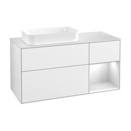 Villeroy & Boch Villeroy und Boch Finion Waschtischunterschrank G691MTGF 120x60,3x50,1cm, Regal rechts White matt lacquer, Glossy white lacquer