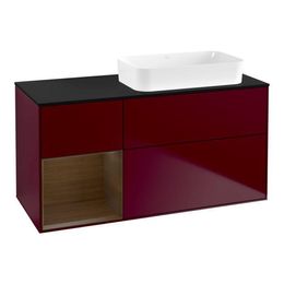 Villeroy & Boch Villeroy und Boch Finion Waschtischunterschrank G682GNHB 120x60,3x50,1cm, Regal links Walnut veneer, Peony Matt