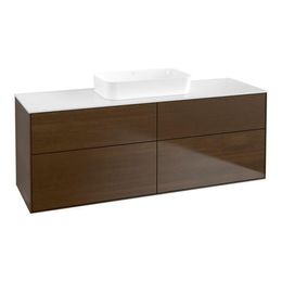 Villeroy & Boch Villeroy und Boch Finion Waschtischunterschrank F73100GN 160x60,3x50,1cm, Glass White Matt, Walnut veneer