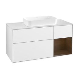 Villeroy & Boch Villeroy und Boch Finion Waschtischunterschrank G711GNGF 120x60,3x50,1cm, Regal rechts Walnut veneer, Glossy white lacquer