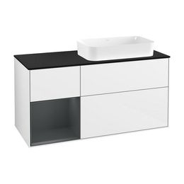 Villeroy & Boch Villeroy und Boch Finion Waschtischunterschrank G682HGGF 120x60,3x50,1cm, Regal links Midnight Blue Matt Lacquer, Glossy white lacquer