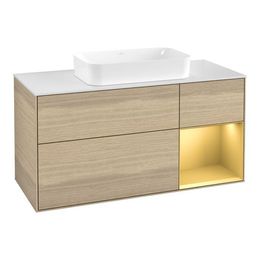 Villeroy & Boch Villeroy und Boch Finion Waschtischunterschrank G711HFPC 120x60,3x50,1cm, Regal rechts Gold matt, Oak Veneer