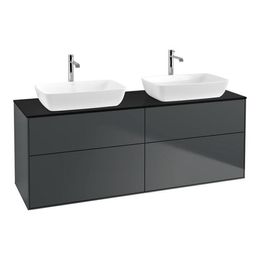 Villeroy & Boch Villeroy und Boch Finion Waschtischunterschrank F84200HG 160x60,3cm, Abdeckplatte black matt, Midnight Blue Matt Lacquer
