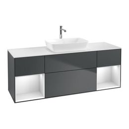 Villeroy & Boch Villeroy und Boch Finion Waschtischunterschrank G861MTHG 160cm, Abdeckplatte white matt, Emotion, Regale White matt lacquer, Midnight Blue Matt Lacquer