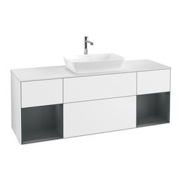 Villeroy & Boch Villeroy und Boch Finion Waschtischunterschrank G861HGGF 160cm, Abdeckplatte white matt, Emotion, Regale Midnight matt lacquer, Glossy white lacquer