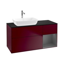 Villeroy & Boch Villeroy und Boch Finion Waschtischunterschrank F812GKHB 120cm, Abdeckplatte black matt, Regale Anthracite matt lacquer, Peony Matt