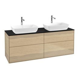 Villeroy & Boch Villeroy und Boch Finion Waschtischunterschrank F84200PC 160x60,3cm, Abdeckplatte black matt, Oak Veneer
