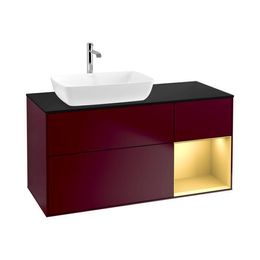 Villeroy & Boch Villeroy und Boch Finion Waschtischunterschrank F812HFHB 120cm, Abdeckplatte black matt, Regale Gold matt lacquer, Peony Matt