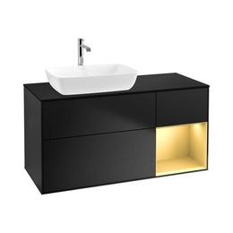 Villeroy & Boch Villeroy und Boch Finion Waschtischunterschrank F812HFPD 120cm, Abdeckplatte black matt, Regale Gold matt lacquer, Black matt lacquer