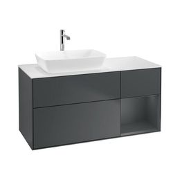 Villeroy & Boch Villeroy und Boch Finion Waschtischunterschrank F811HGHG 120cm, Abdeckplatte white matt, Regale Midnight matt lacquer, Midnight Blue Matt Lacquer