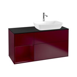 Villeroy & Boch Villeroy und Boch Finion Waschtischunterschrank F802HBHB 120cm, Abdeckplatte black matt, Regale Peony matt lacquer, Peony Matt