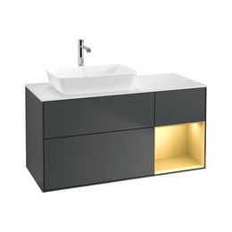 Villeroy & Boch Villeroy und Boch Finion Waschtischunterschrank G811HFHG 120cm, Abdeckplatte white matt, Emotion, Regale Gold matt lacquer, Midnight Blue Matt Lacquer