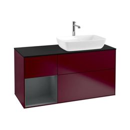Villeroy & Boch Villeroy und Boch Finion Waschtischunterschrank F802HGHB 120cm, Abdeckplatte black matt, Regale Midnight matt lacquer, Peony Matt