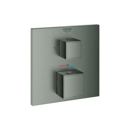 Grohe Grohtherm Cube Fertigmontageset 24154AL0 hard graphite geb&uuml;rstet, Unterputz-Brause-Thermostat mit 2-Wege-Umstellung