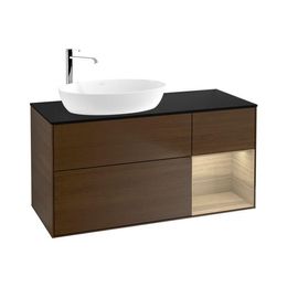 Villeroy & Boch Villeroy und Boch Finion Waschtischunterschrank G932PCGN 120cm, Abdeckplatte black matt, Emotion, Regale Oak Veneer, Walnut veneer