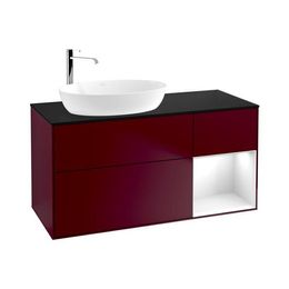 Villeroy & Boch Villeroy und Boch Finion Waschtischunterschrank G932GFHB 120cm, Abdeckplatte black matt, Emotion, Regale Glossy white lacquer, Peony Matt