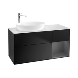 Villeroy & Boch Villeroy und Boch Finion Waschtischunterschrank G931GKPD 120cm, Abdeckplatte white matt, Emotion, Regale Anthracite matt lacquer, Black matt lacquer