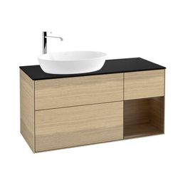 Villeroy & Boch Villeroy und Boch Finion Waschtischunterschrank G932GNPC 120cm, Abdeckplatte black matt, Emotion, Regale Walnut Veneer, Oak Veneer
