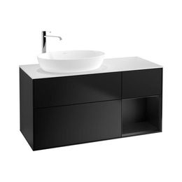 Villeroy & Boch Villeroy und Boch Finion Waschtischunterschrank G931PDPD 120cm, Abdeckplatte white matt, Emotion, Regale Black matt lacquer, Black matt lacquer
